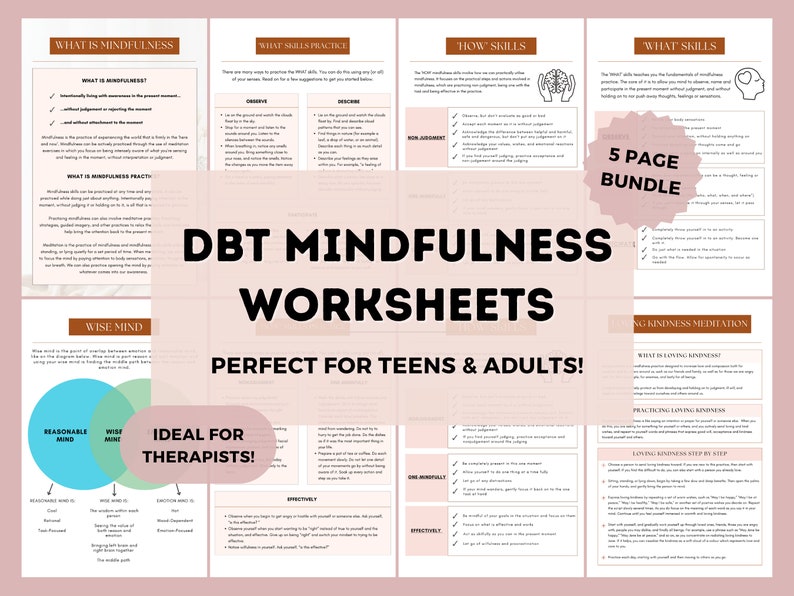 DBT Worksheets Bundle | DBT Skills for Teens | DBT Workbook Mental ...
