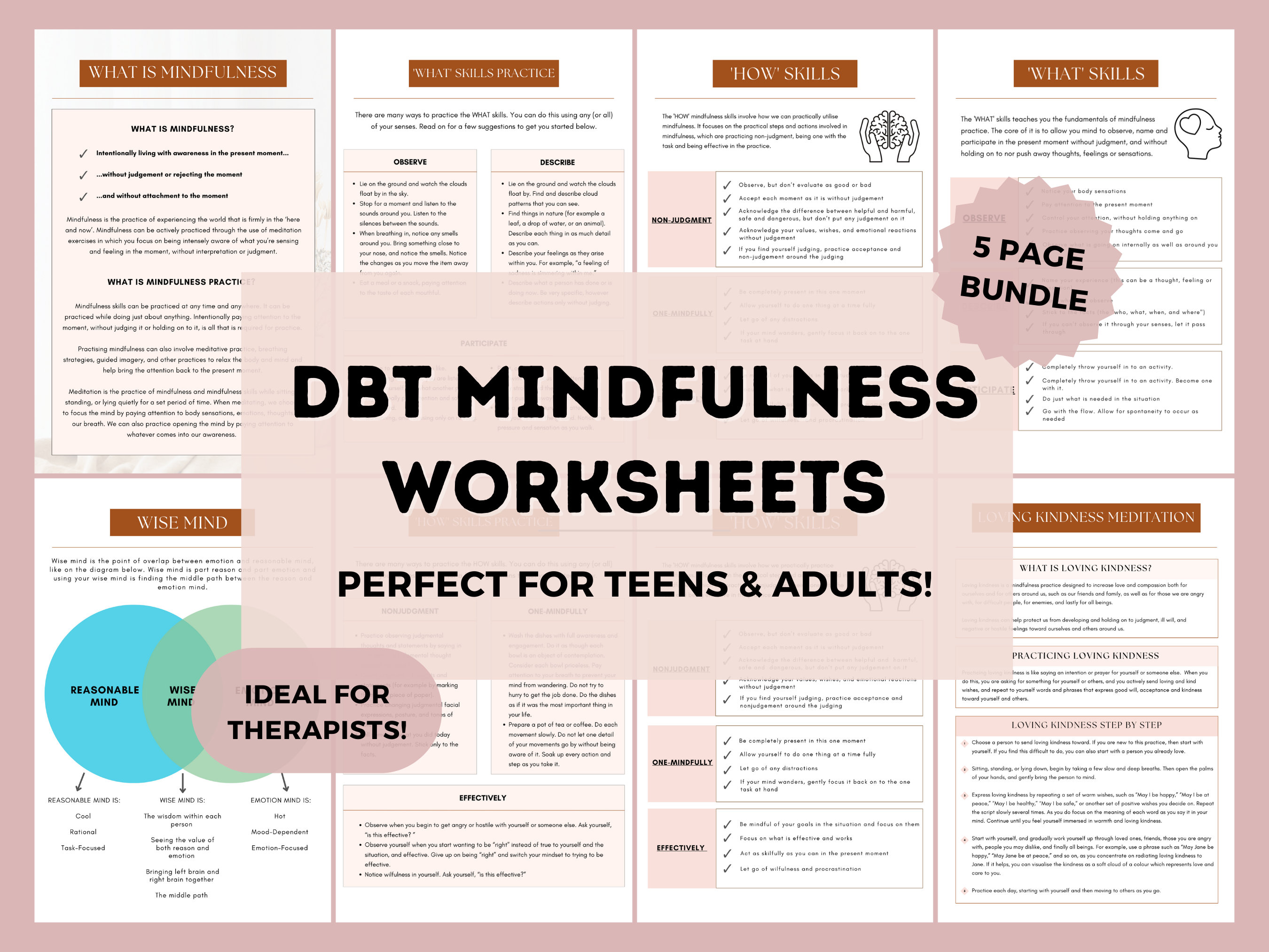 DBT Worksheets Bundle | DBT Skills for Teens | DBT Workbook Mental ...