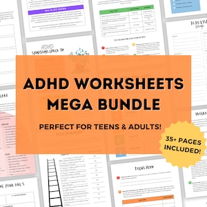 ADHD Worksheets Mega Bundle | ADHD Workbook for Adults & Teens | ADHD Digital Planner Adult ...