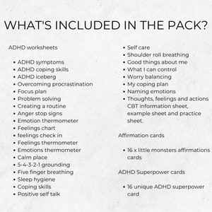 ADHD Coping Skills Worksheets With CBT Exercises for Kids & Teens (PDF ...