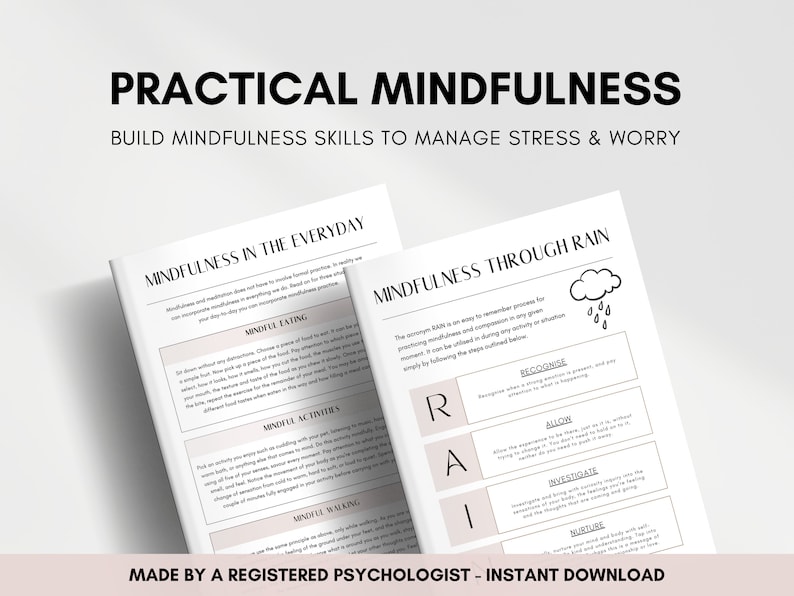 Practical Mindfulness Worksheets for Adults & Teens, Therapy Handouts ...