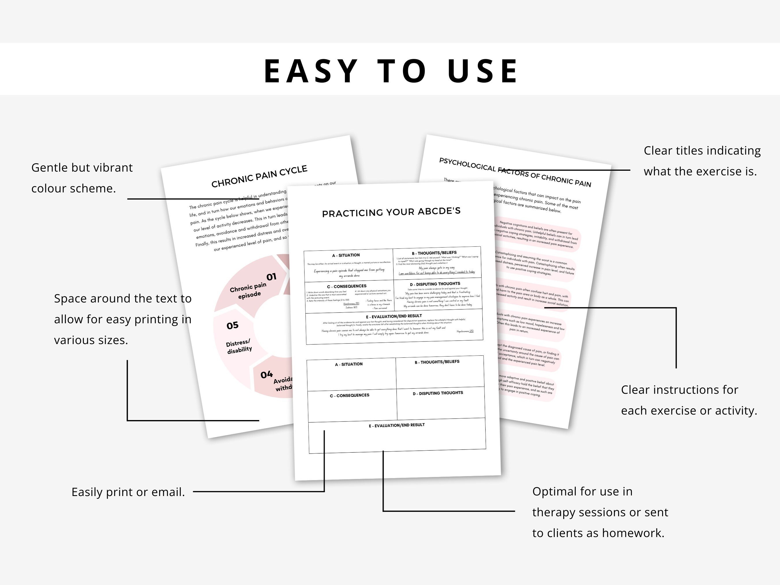 CBT Worksheets: Chronic Pain Management, Therapist Resource (digital ...