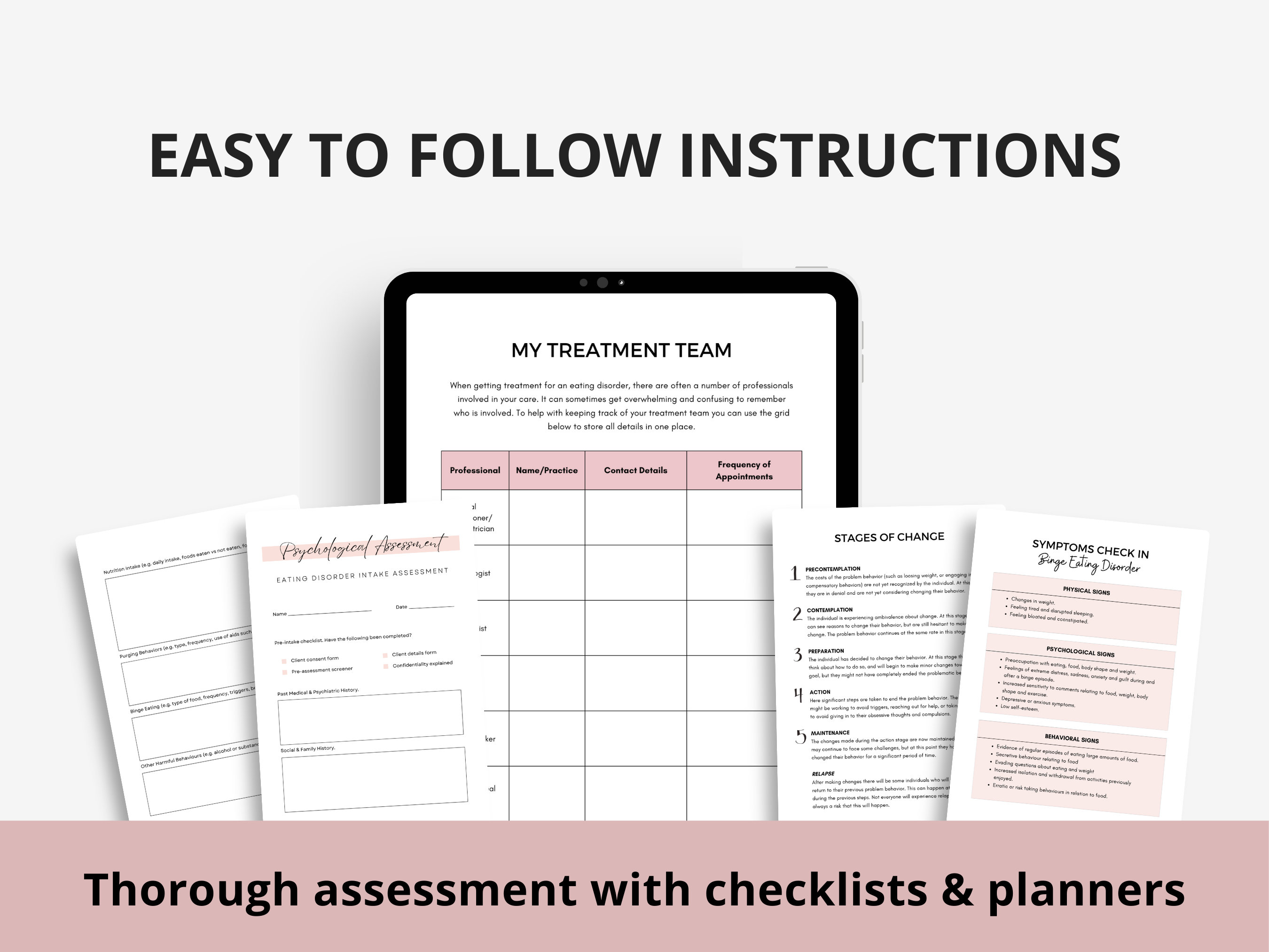 Eating Disorder Assessment Worksheets for Diagnosis & Recovery, Therapy ...