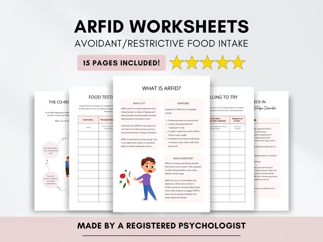 ARFID Therapy Education Worksheets With DSM-5 Criteria & Sensory ...