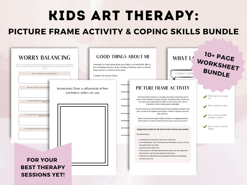 Art Therapy Exercises for Kids Art Therapy Worksheets - Etsy