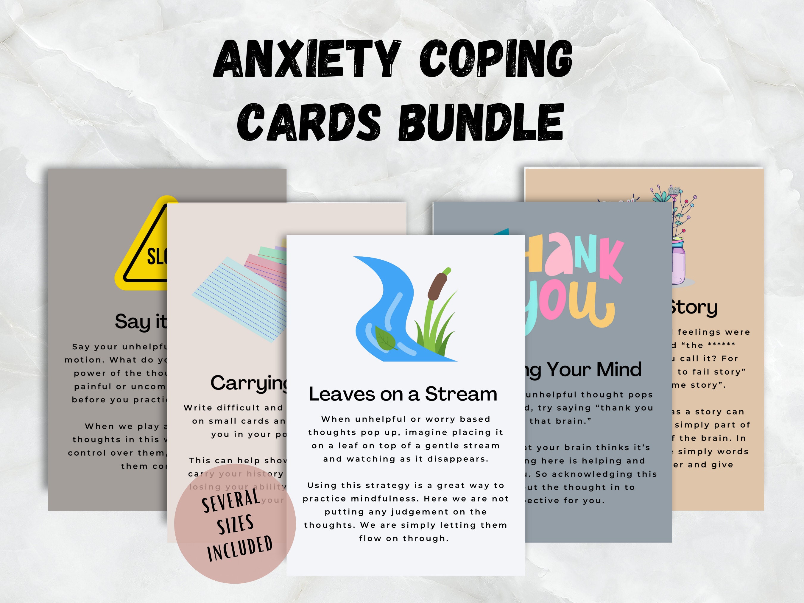 Anxiety Coping Cards Bundle Coping Skills Cards for Teens & Adults ...