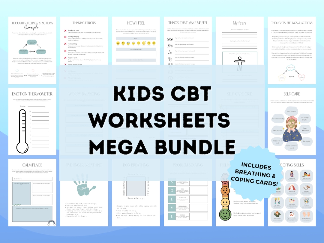 CBT Worksheets for Kids Mega Bundle | Anxiety Worksheets for Kids | CBT ...
