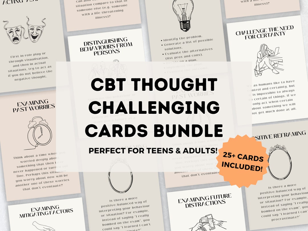 CBT Thought Challenging Cards Bundle | CBT Therapy Cards | CBT ...
