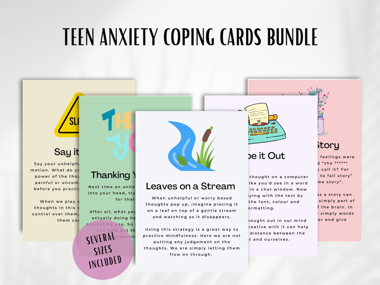 Teen Coping Skills Cards Bundle | Anxiety Coping Cards for Teens ...