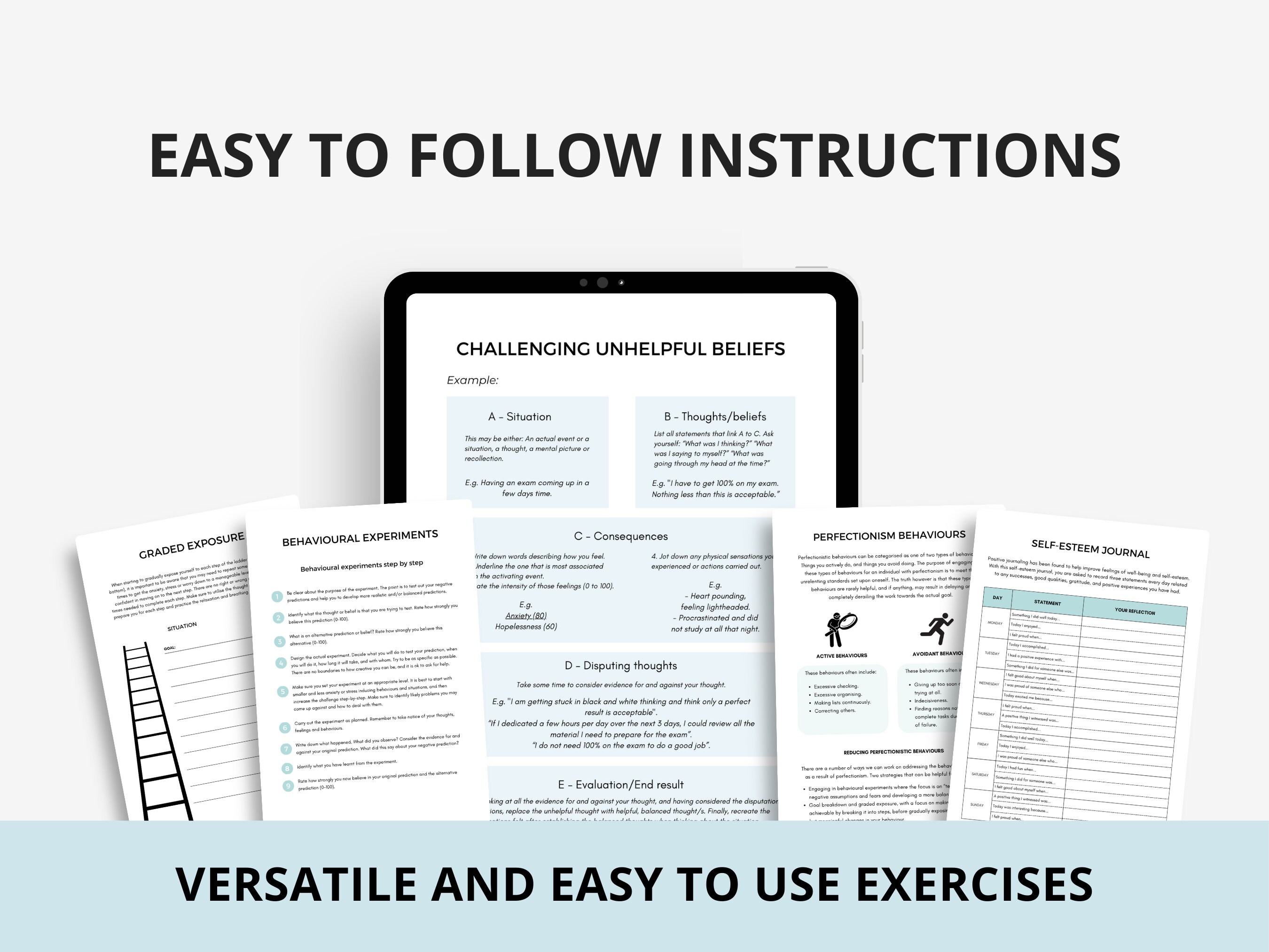 Addressing Perfectionism Worksheet Bundle for Identifying Unhelpful ...