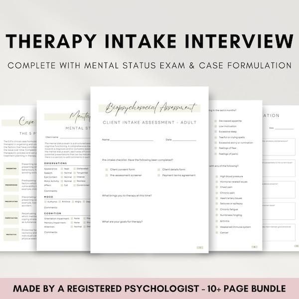 Intake Assessment Therapy - Etsy
