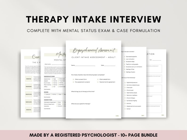 Therapy Intake Questionnaire, Biopsychosocial Assessment, Therapist ...