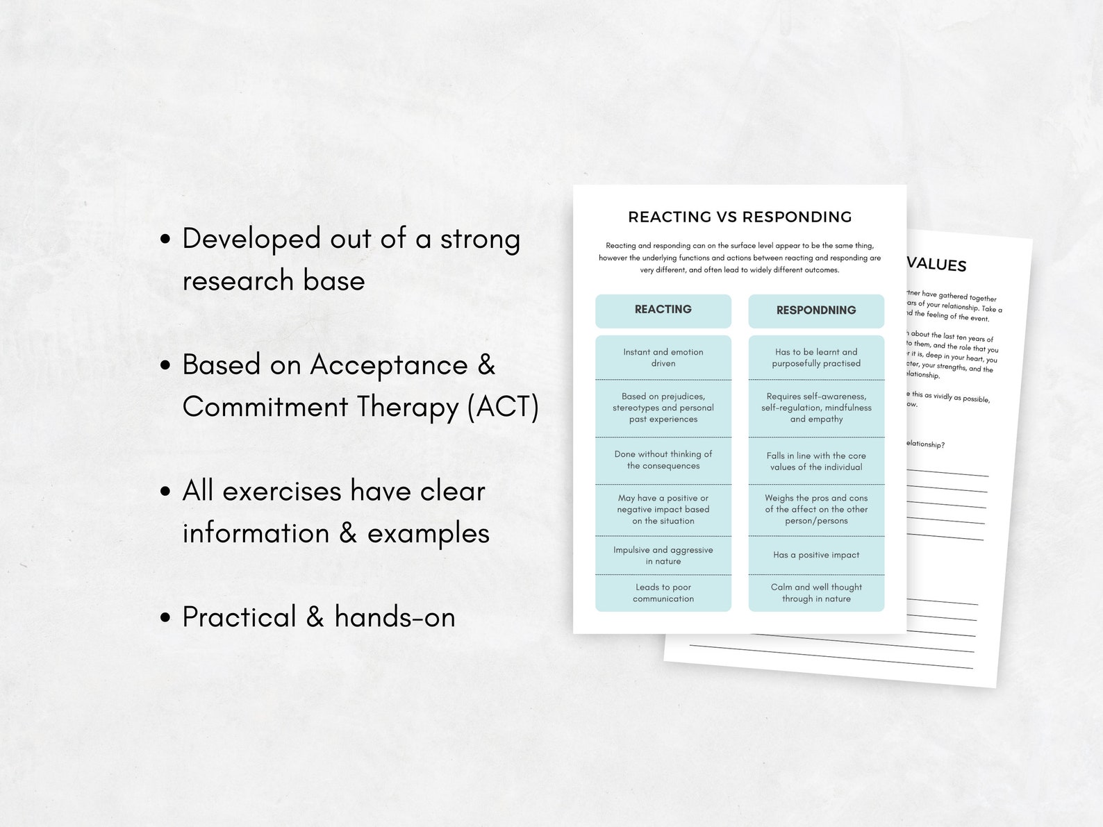 ACT Therapy Worksheets for Couples, Acceptance and Commitment Therapy ...