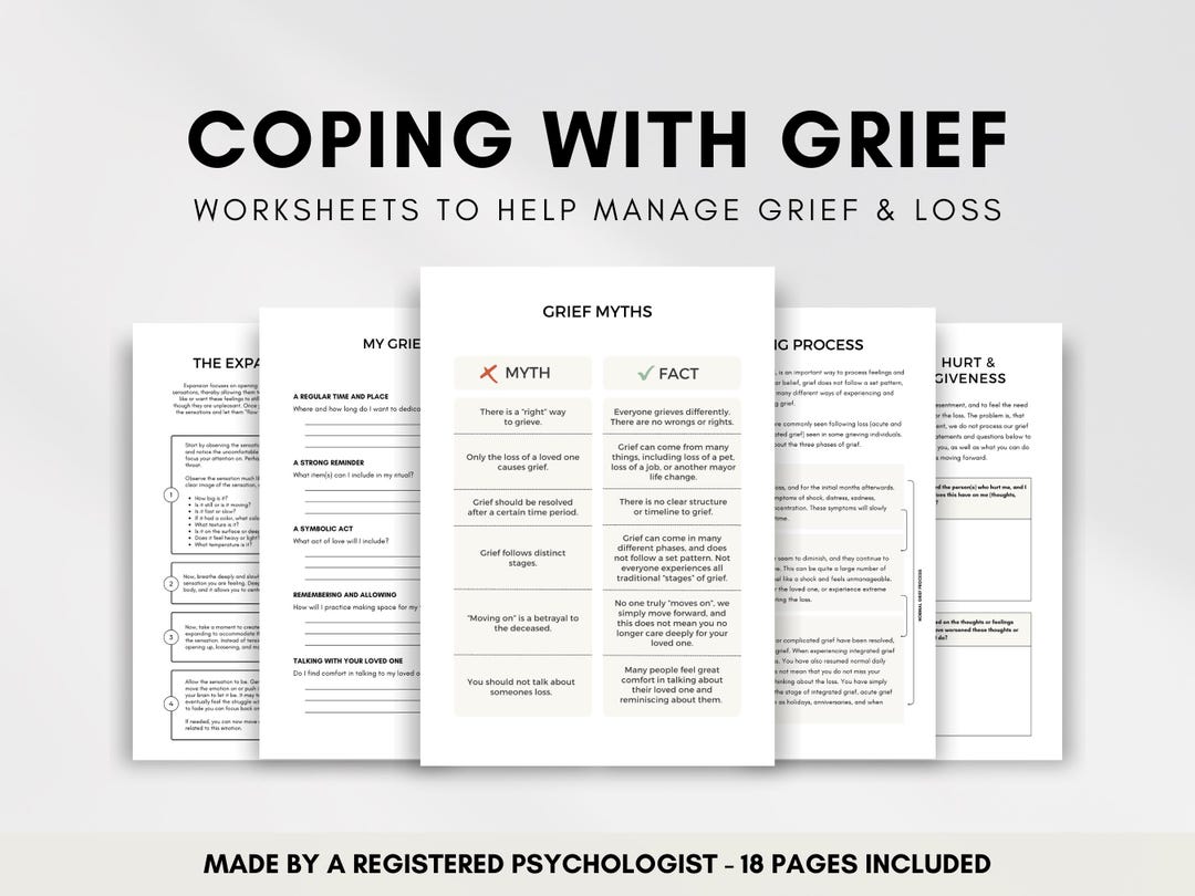Grief and Loss Worksheets, Therapy Tools for Coping With Grief ...