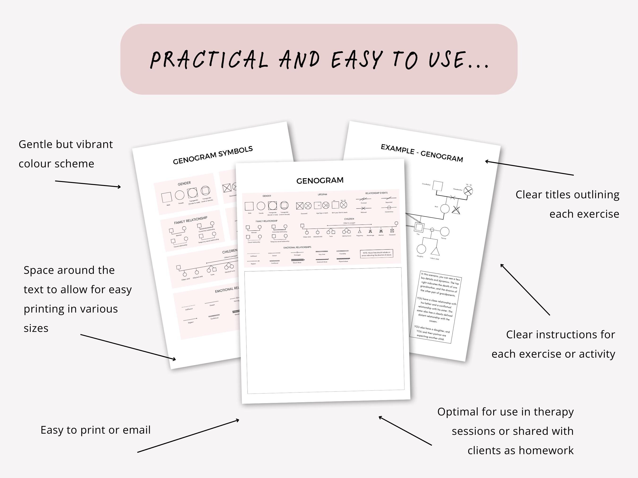 Family Genogram Template: Therapy Tool for Counselors (PDF Digital ...