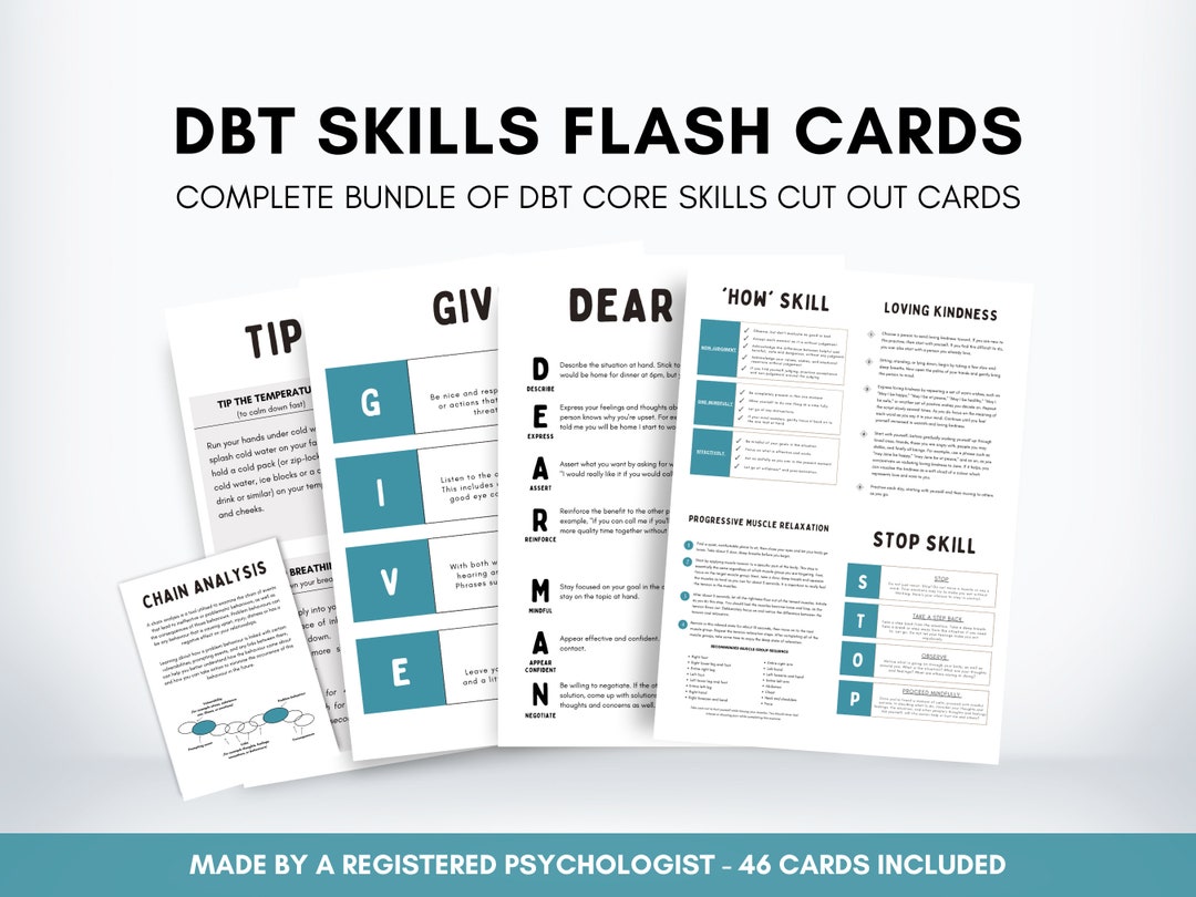 DBT Skills Flash Cards Bundle: Therapist Resource (46 Cards) - Etsy UK