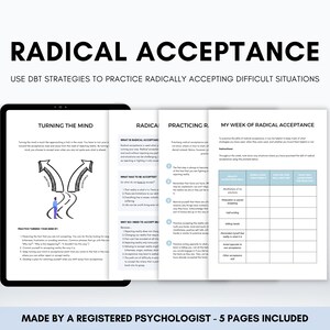 Radical Acceptance DBT Education Worksheets, Dialectical Behavior Therapy Tools for Turning Your ...