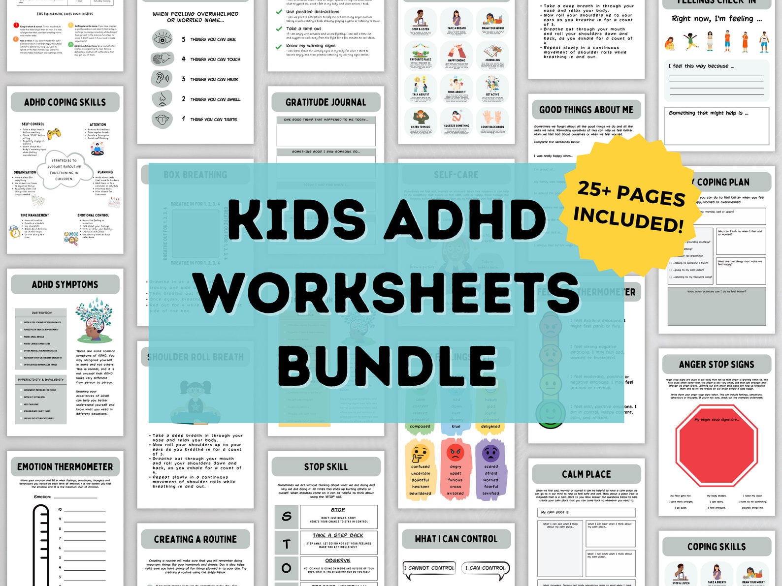 ADHD Worksheet for Kids ADHD Coping Skills for Kids Bundle ADHD ...