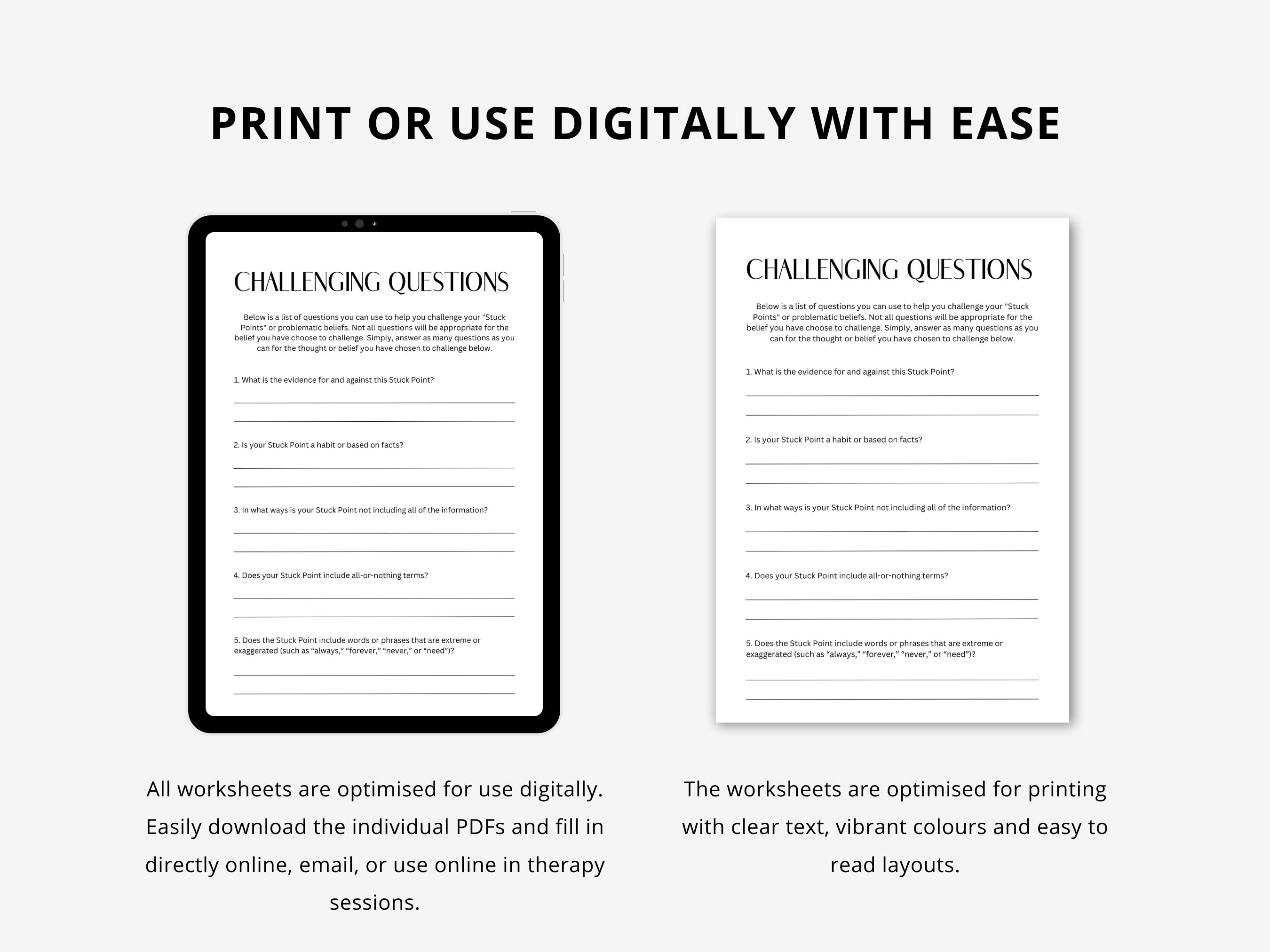 CPT Trauma Worksheets: Stuck Points, Triggers, PTSD (printable ...