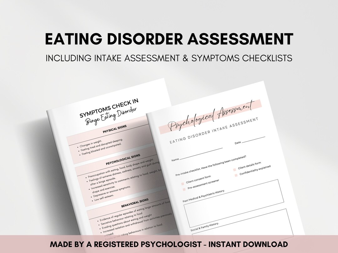 Eating Disorder Assessment Worksheets: Therapy Intake Forms (digital ...