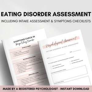 Eating Disorder Assessment Worksheets: Therapy Intake Forms (digital ...