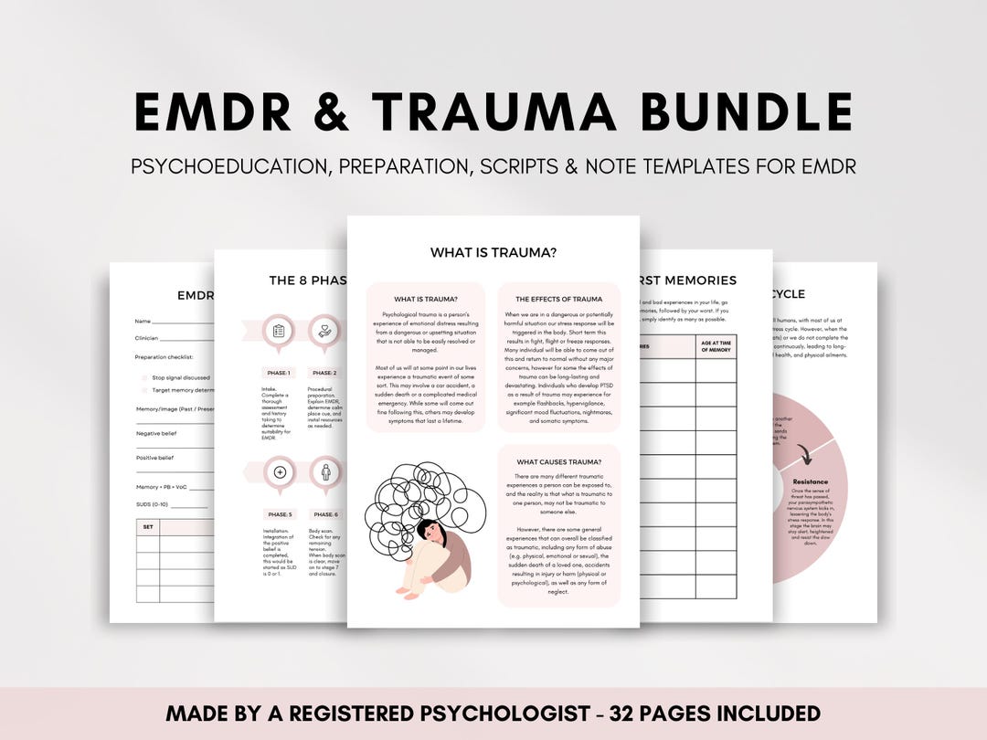EMDR Worksheets and Trauma Bundle Templates for Preparation, Script ...