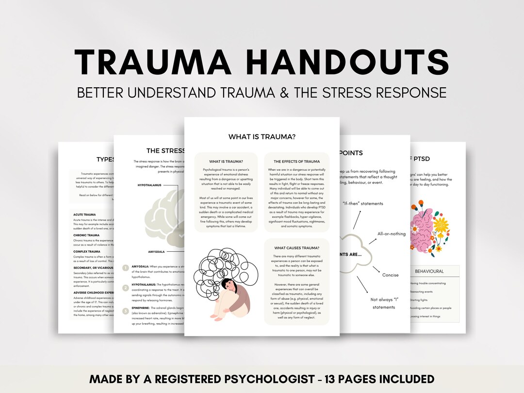 Trauma Therapy Education Handouts for Therapist or Counselor ...