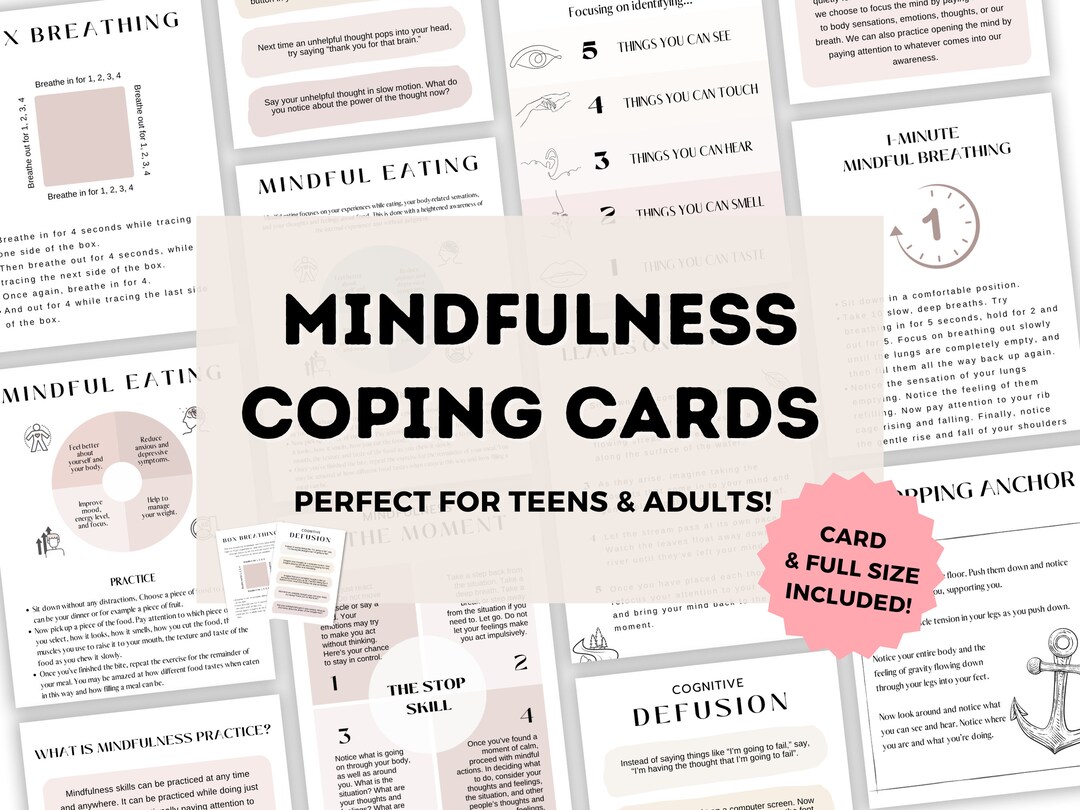 Mindfulness Coping Cards Bundle | Coping Skills Cards | Grounding ...