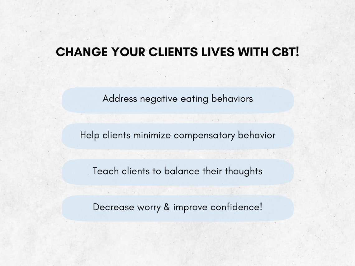CBT for Eating Disorders Worksheets: Therapy Handouts (printable ...