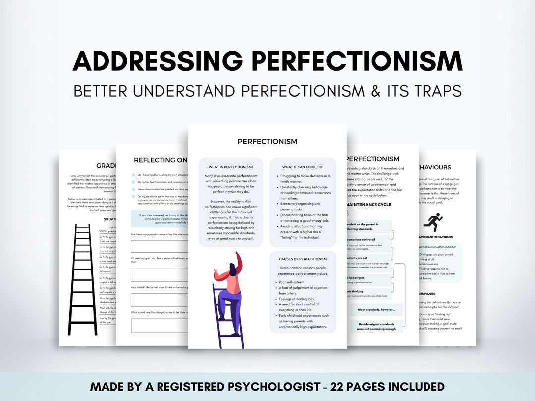 Addressing Perfectionism Worksheet Bundle for Identifying Unhelpful ...