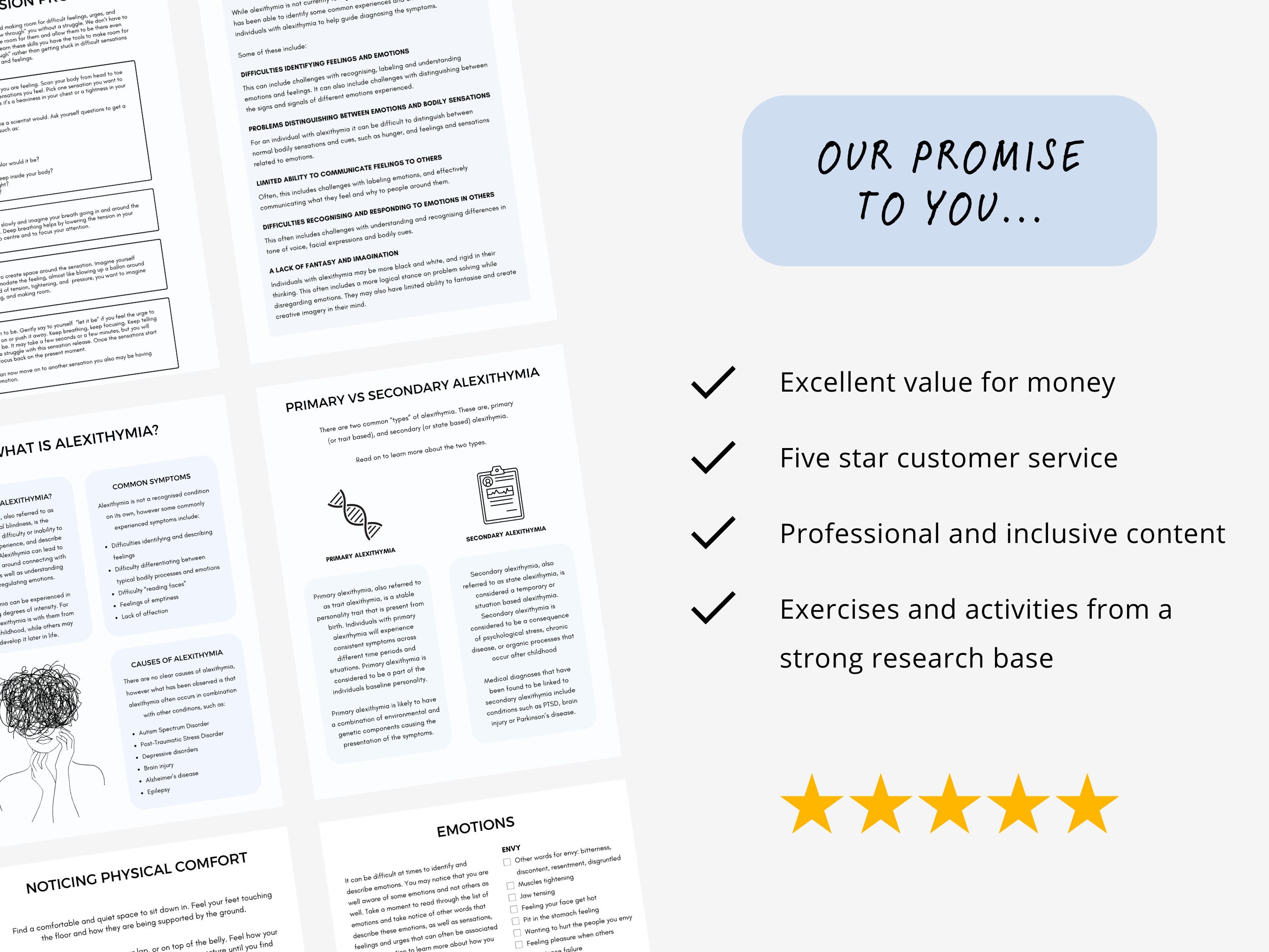 Alexithymia Worksheets Bundle for Managing Emotions, Sitting With ...