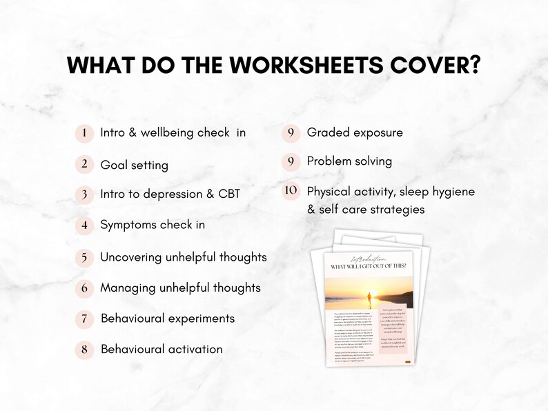CBT Worksheets Bundle for Depression Depression Worksheet for Teens ...