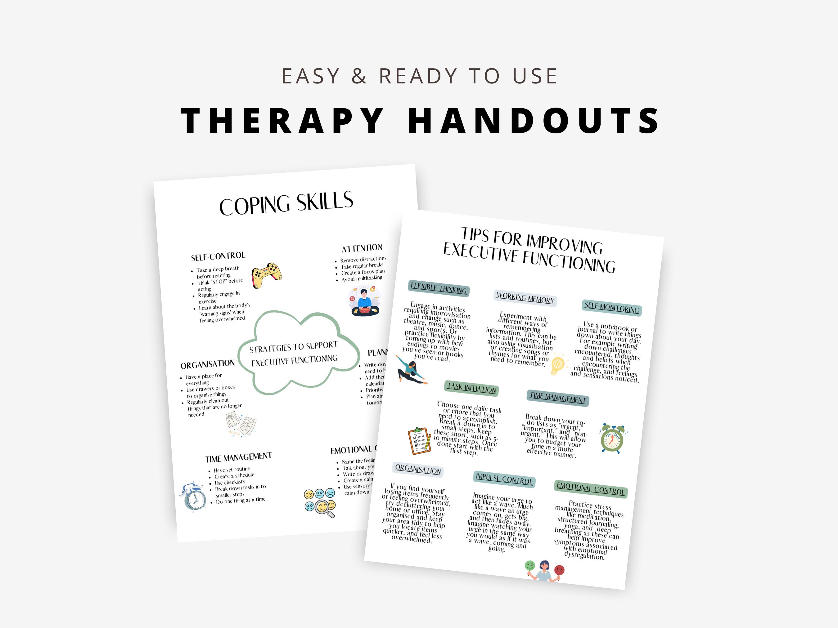 Executive Functioning Worksheets for Adults & Teens, Executive ...