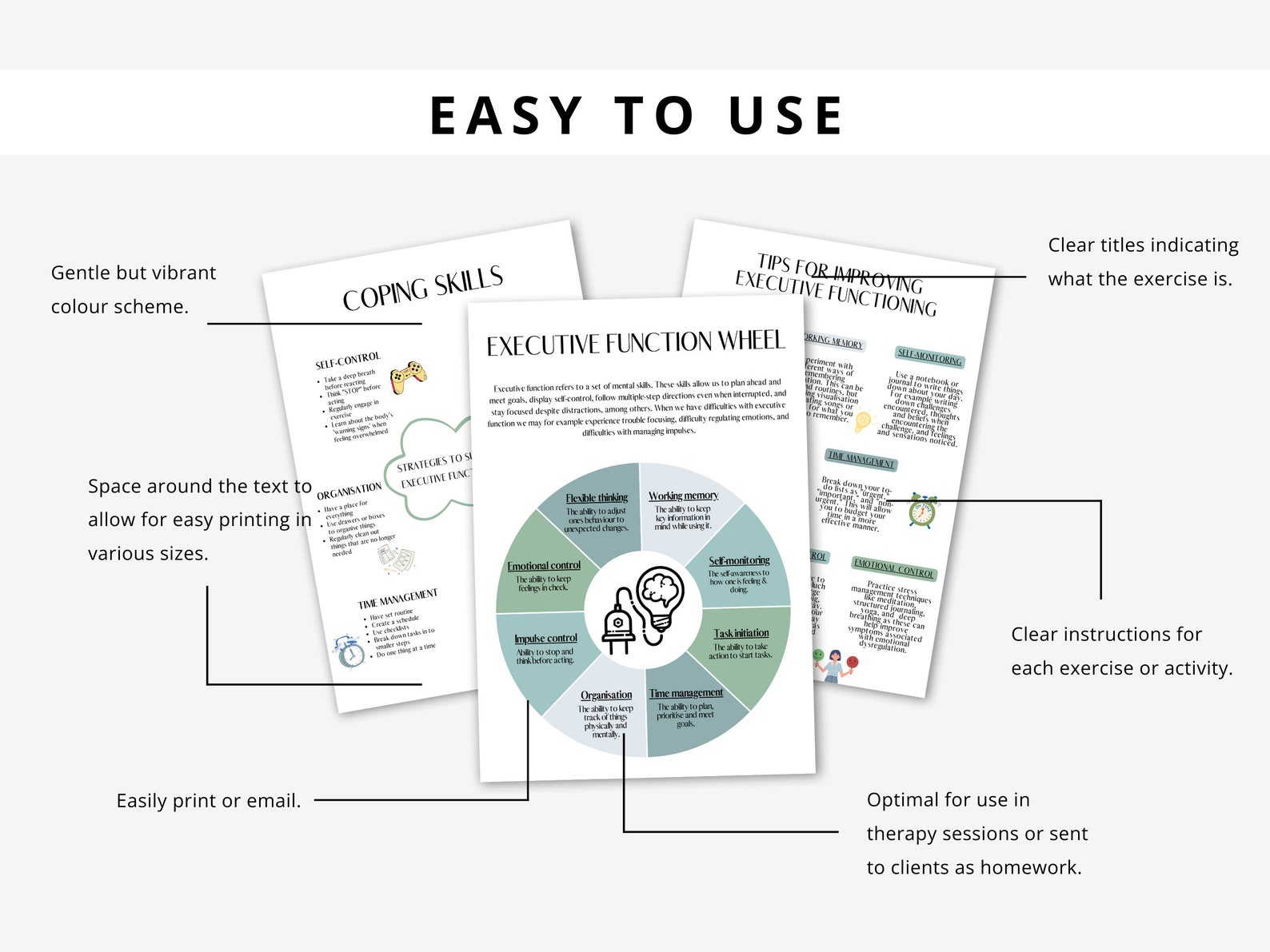Executive Functioning Worksheets for Adults & Teens, Executive ...