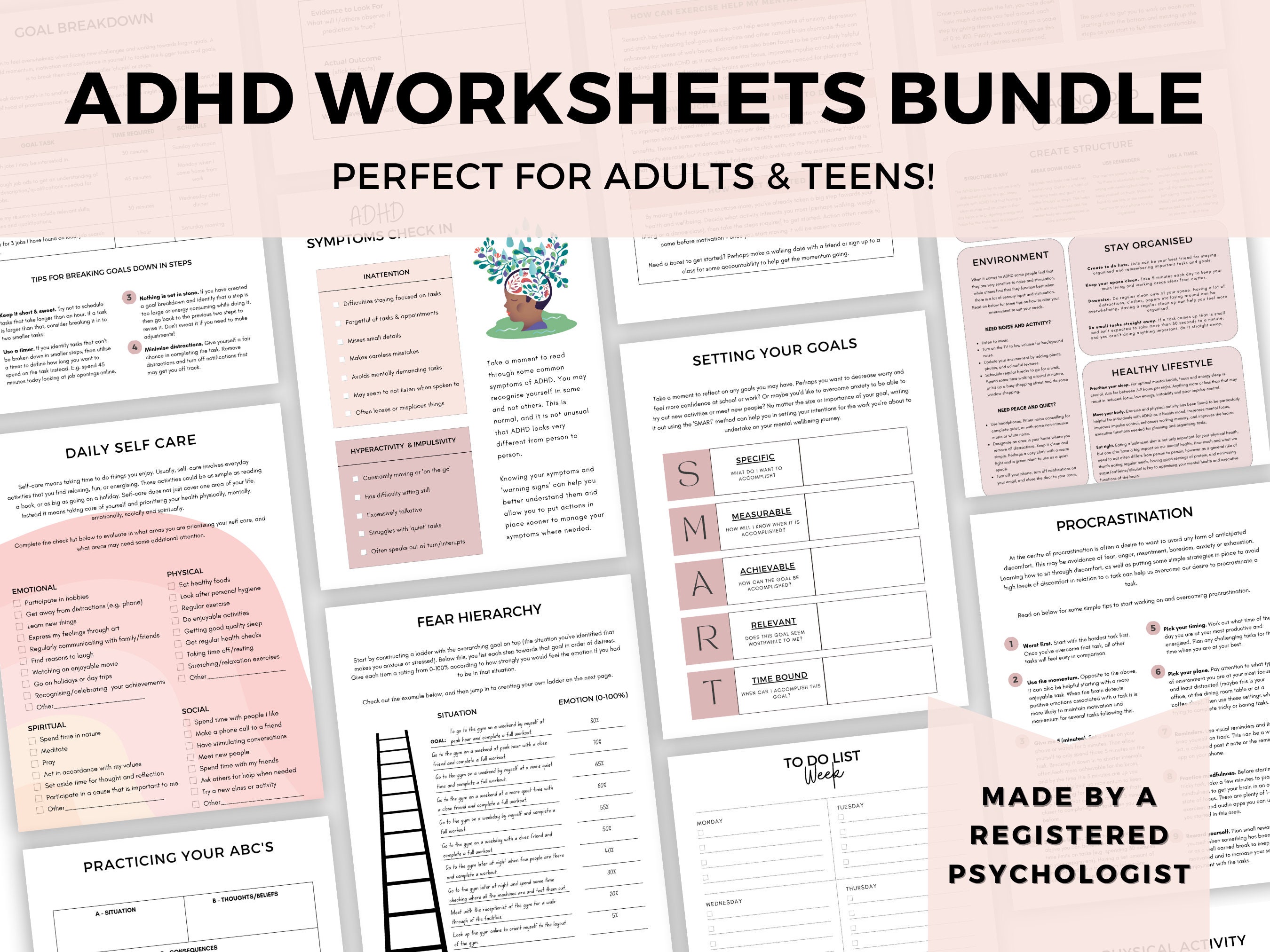 ADHD Worksheets Mega Bundle ADHD Workbook for Adults & Teens - Etsy