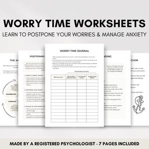 Anxiety Worksheets for Managing Worry and Stress, Postpone Worries With ...