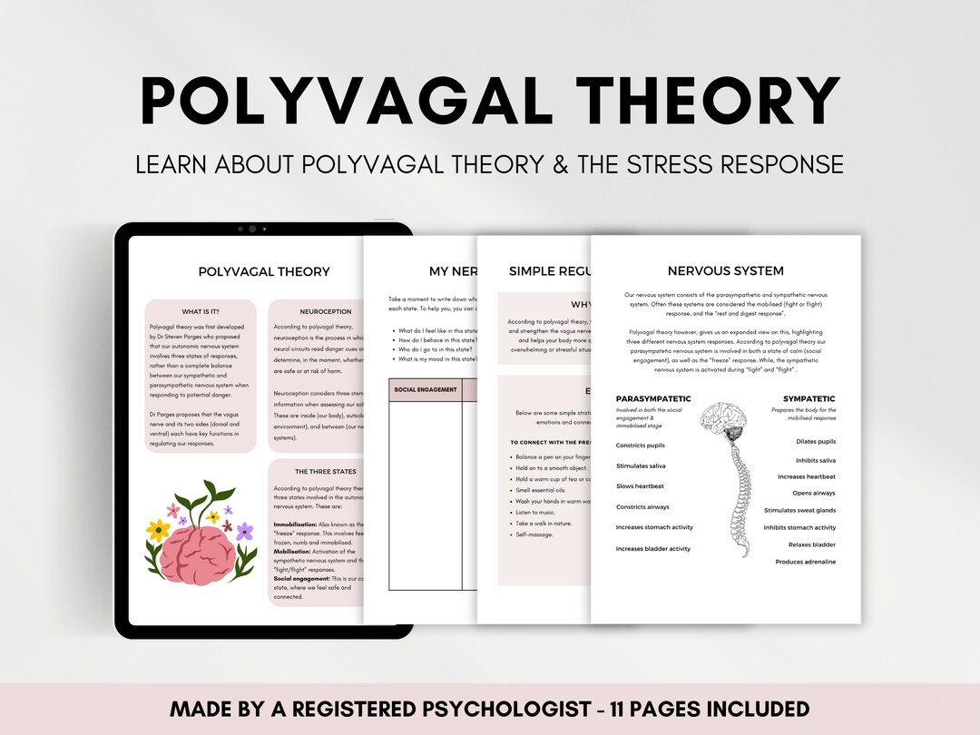 Polyvagal Theory Worksheets to Understand Stress Response and Nervous ...