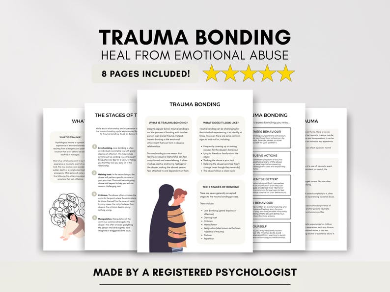 Trauma Bonding Therapy Worksheets for Understanding Emotional Abuse and ...