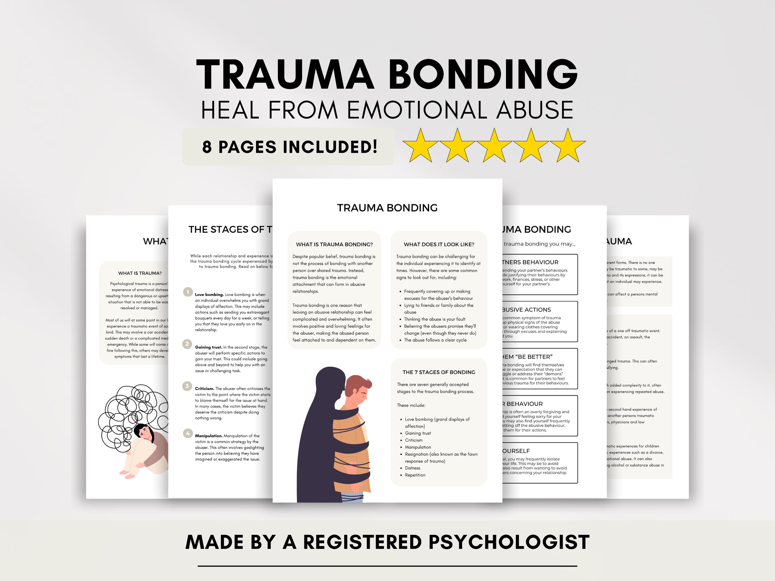 Trauma Bonding Therapy Worksheets for Understanding Emotional Abuse and ...