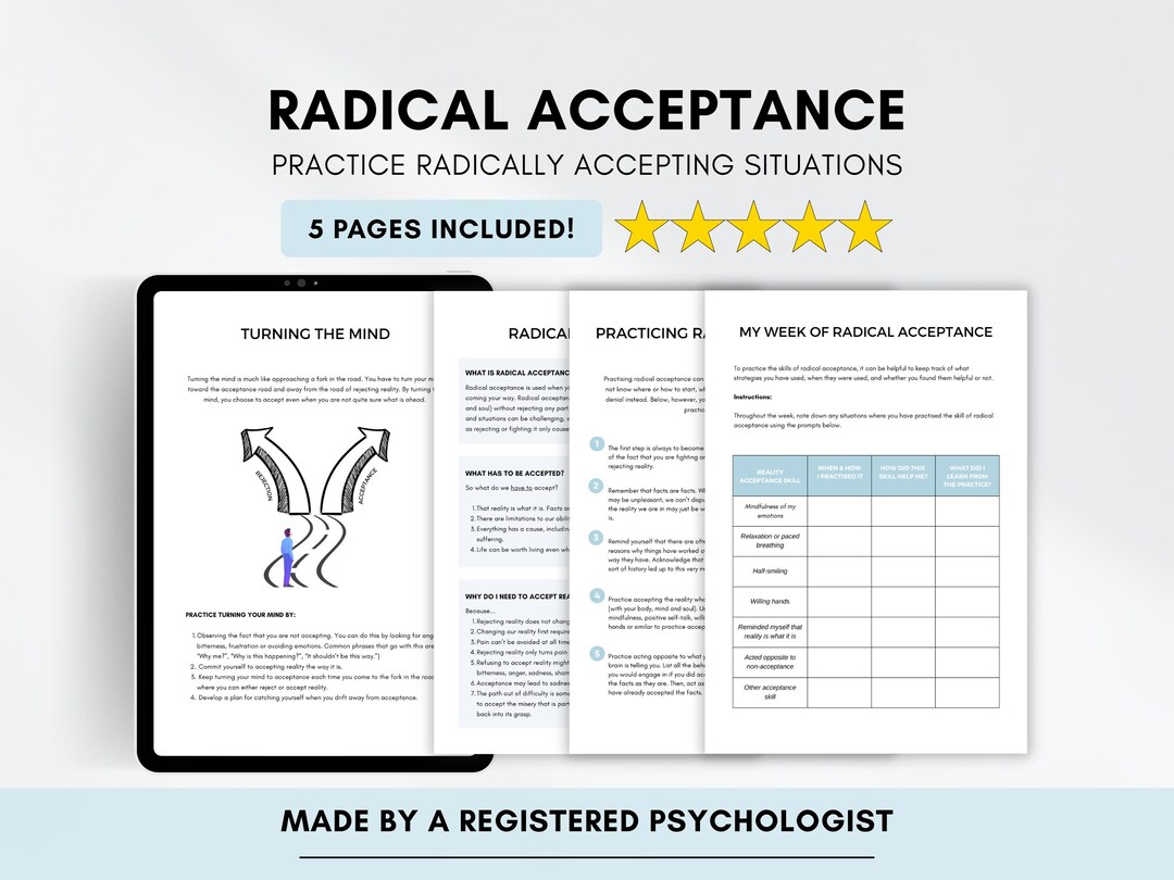 DBT Radical Acceptance Handouts With Turning Your Mind & Willing Hands ...