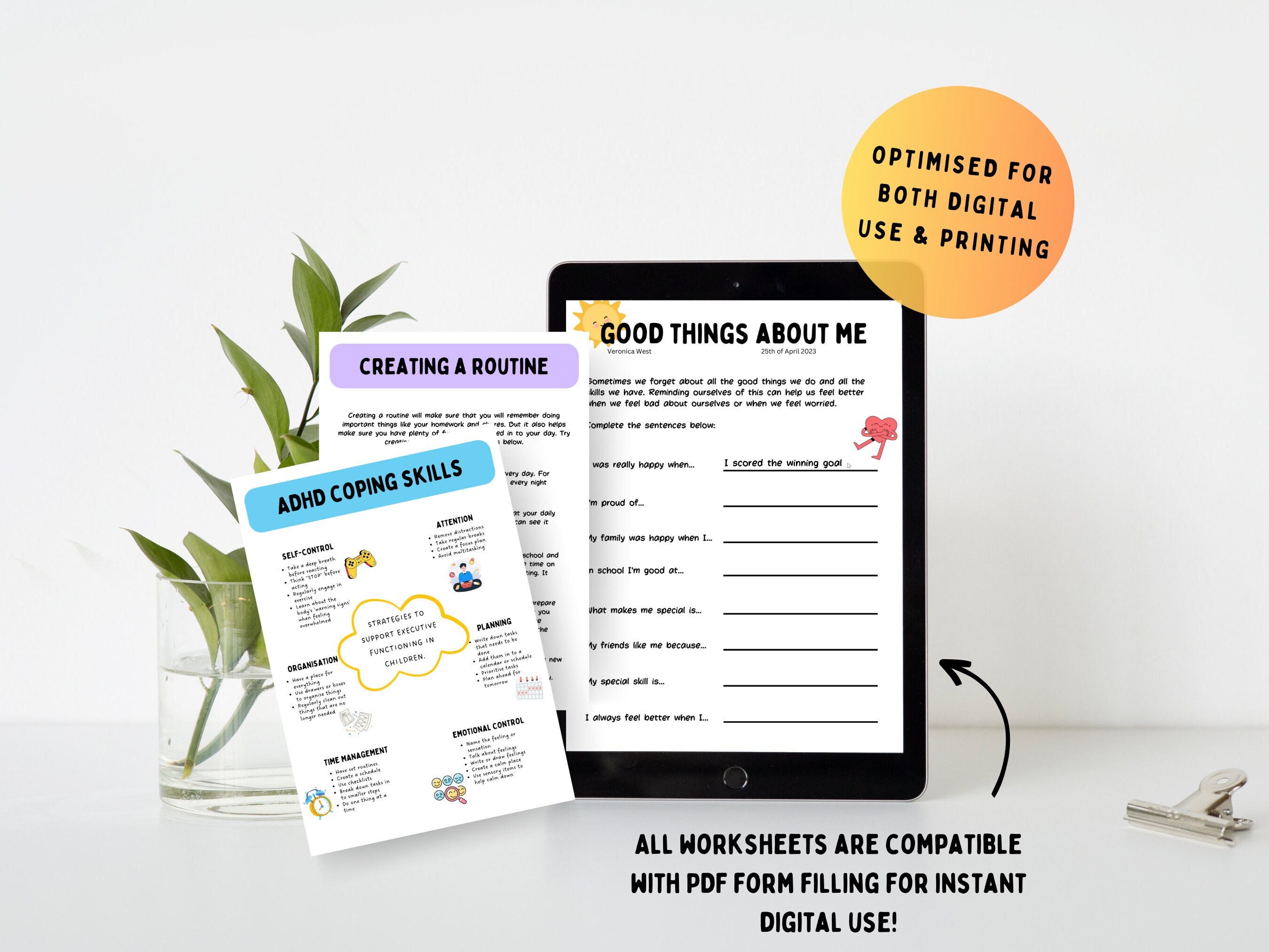 ADHD Worksheets Mega Bundle for Kids, Practical Tools for Emotional ...