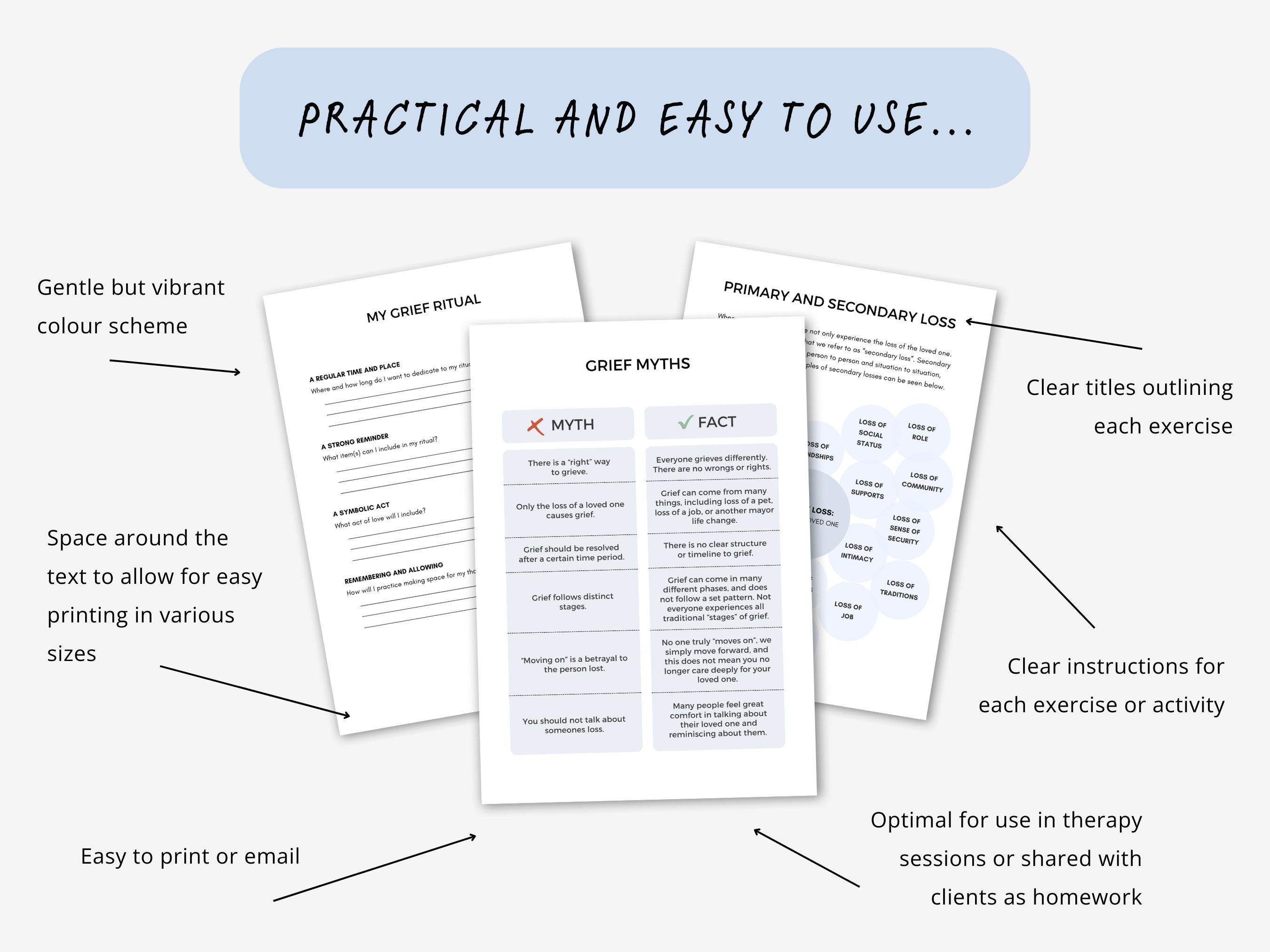 Grief and Loss Worksheets Bundle for Understanding and Managing ...