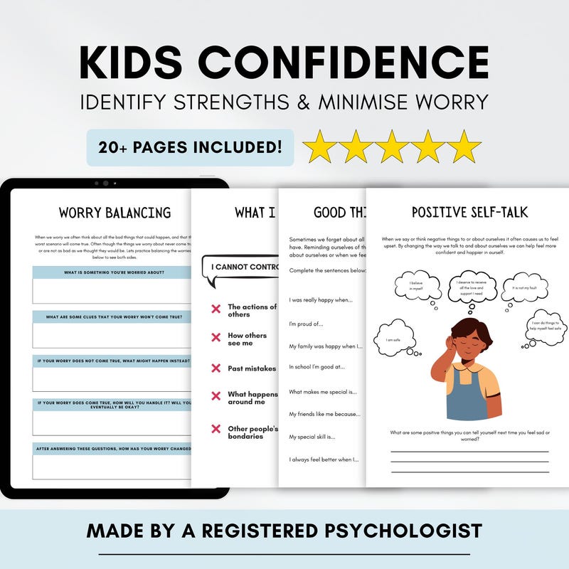 Kids Confidence Worksheet - Etsy