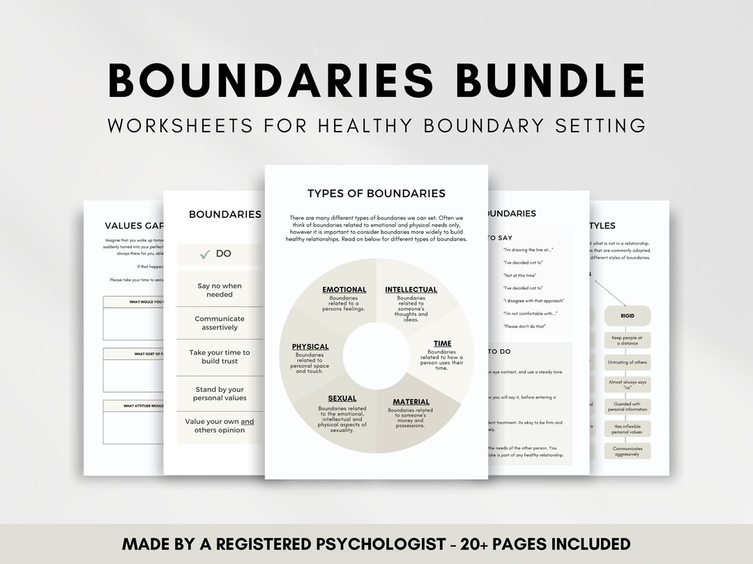 Boundaries Worksheet Bundle for Healthy Boundary Setting and Effective ...