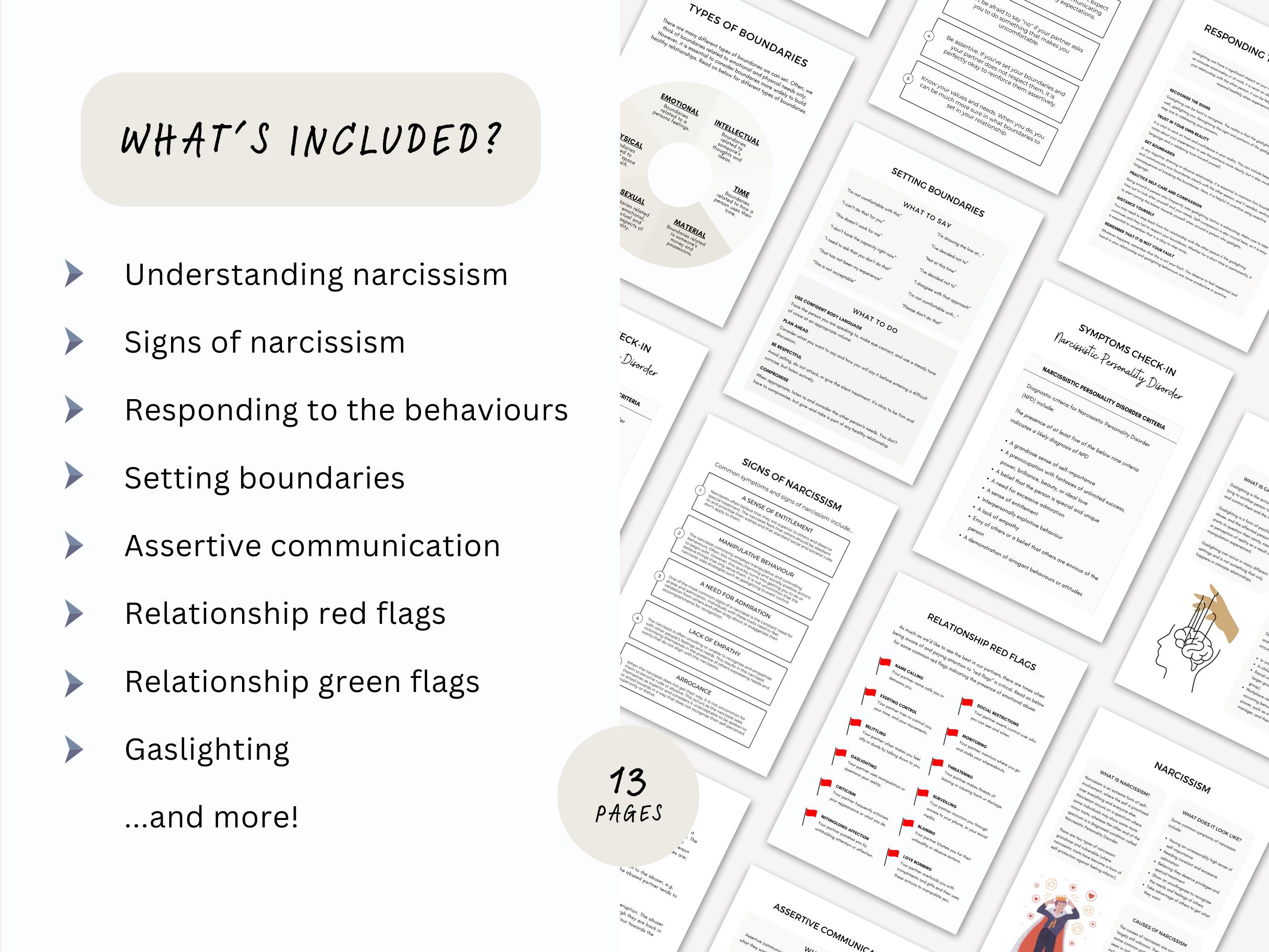 Narcissism Education Worksheets: Understanding Gaslighting & Boundaries ...
