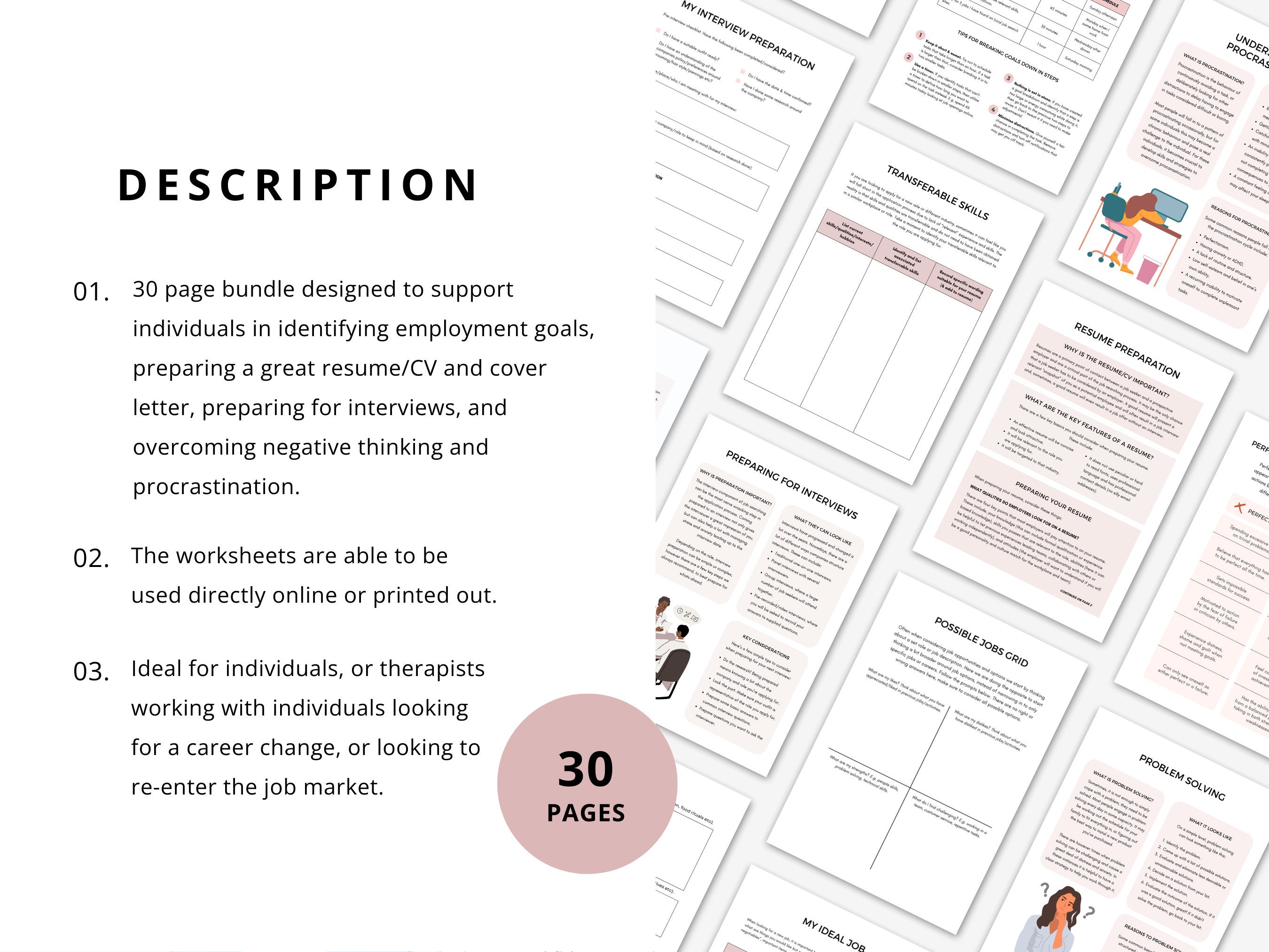 Job Search Worksheets Bundle: Resume, Interview Prep (printable ...