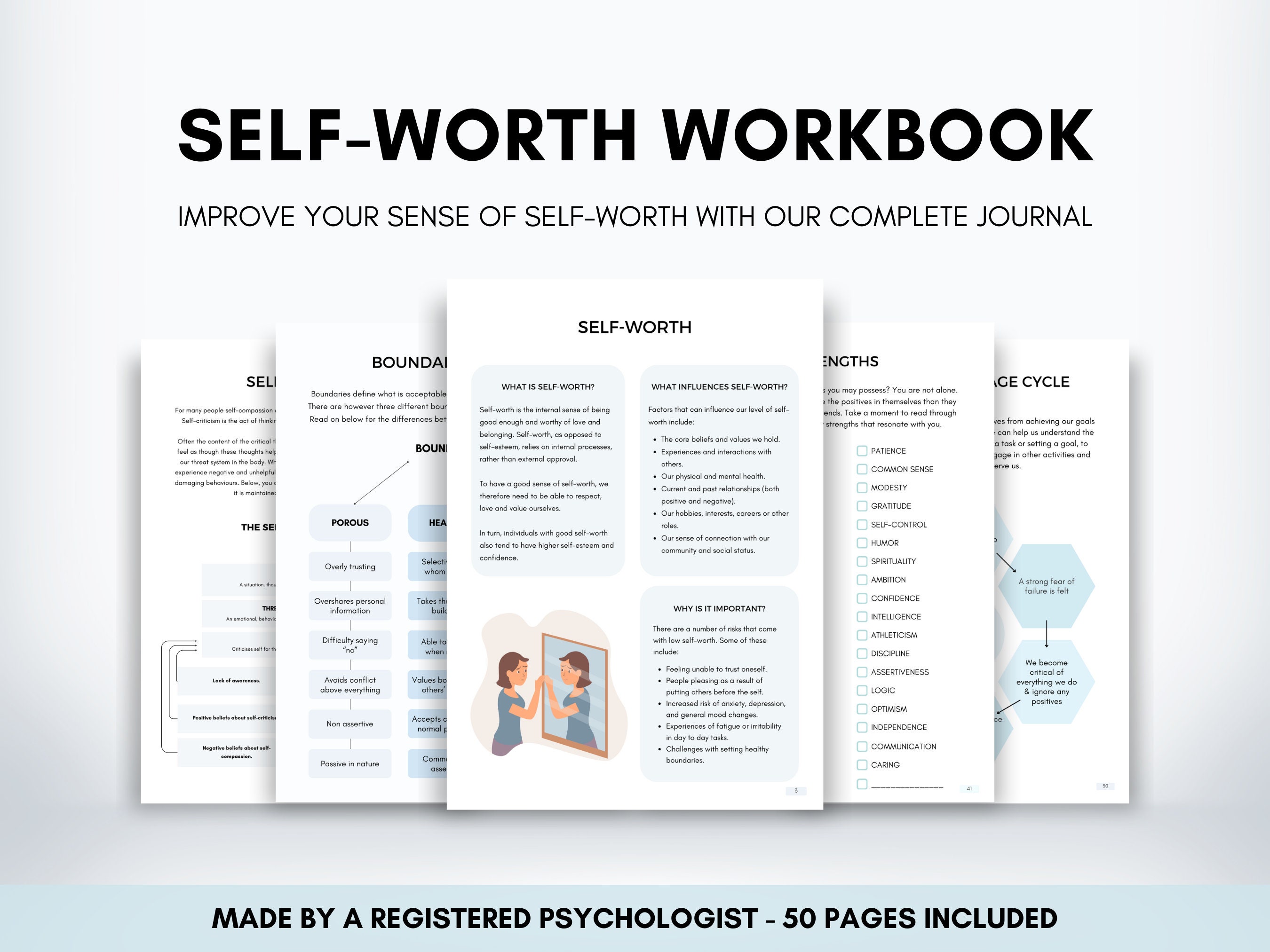 Self Worth Worksheets for Building Self Esteem and Self Confidence ...