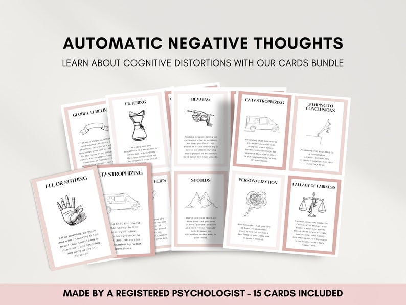 CBT Cognitive Distortions Cards: Therapist Resource (digital Download ...