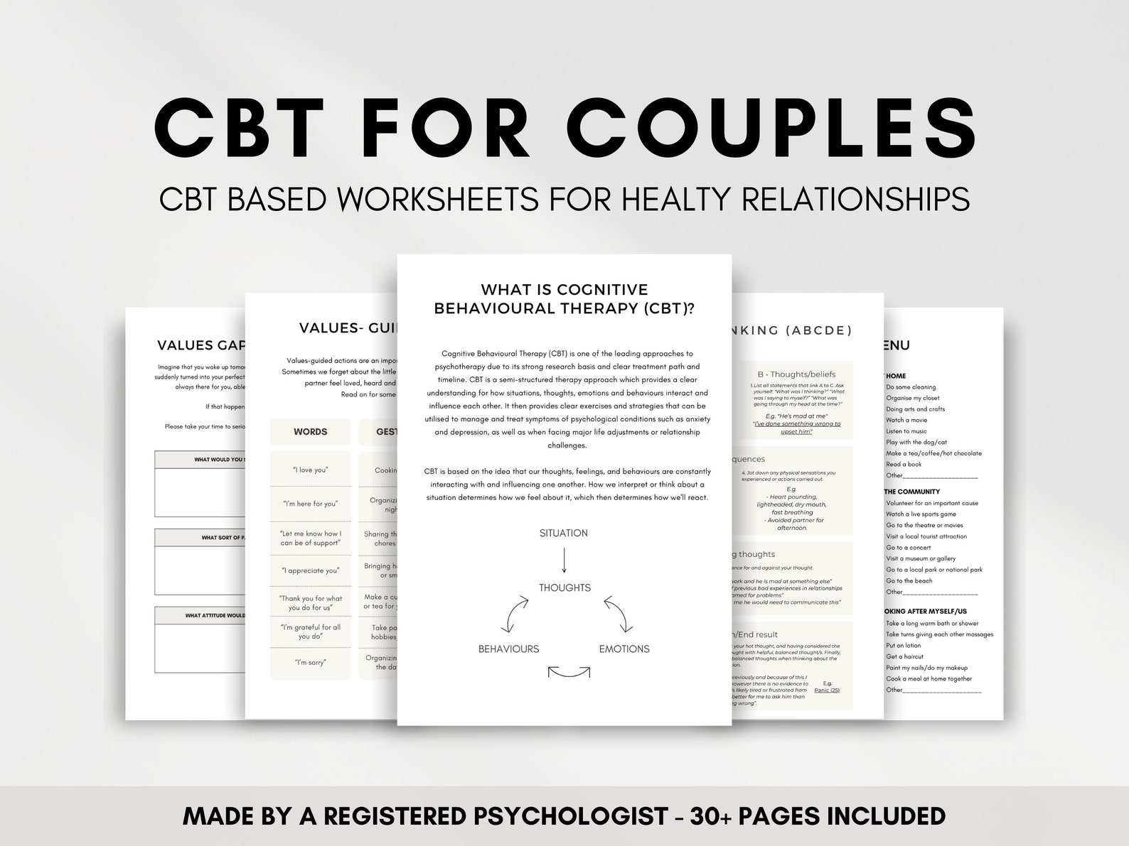 CBT Worksheets for Couples Therapy: Relationship Counseling Tools (printable/fillable) - Etsy