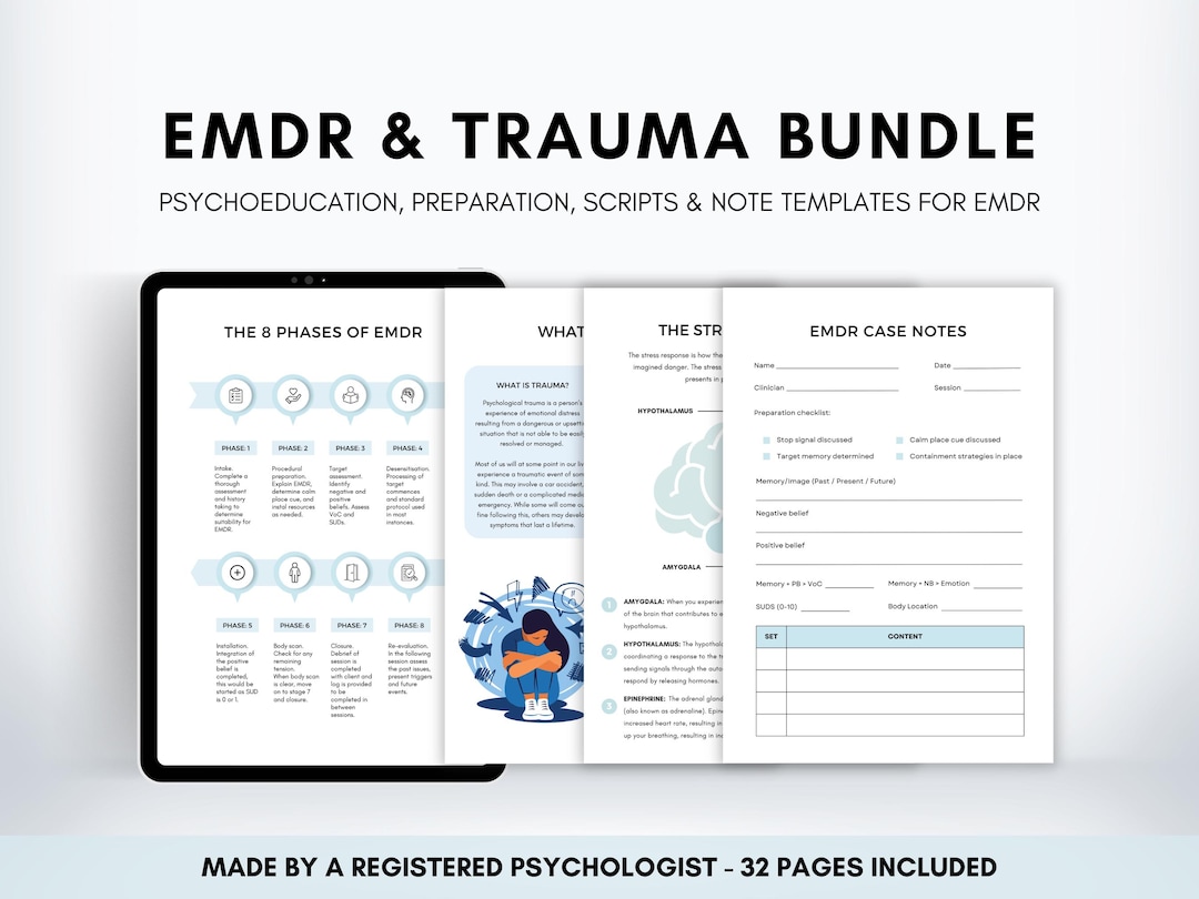 EMDR and Trauma Therapy Worksheet Bundle for Psychologist Preparation ...